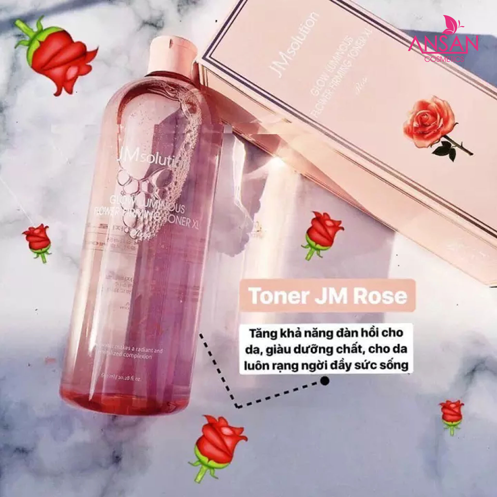 Nước Hoa Hồng Dưỡng Trắng Đàn Hồi Cho Da JM Solution Glow Luminous Flower Firming Toner XL Rose ...